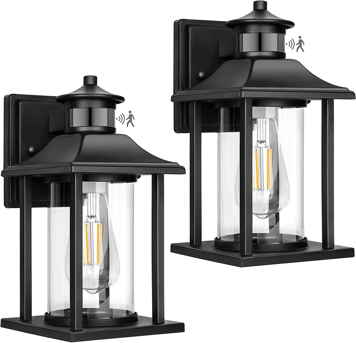2-Pack Motion Sensor Outdoor Wall Lanterns, Waterproof Dusk to Dawn ...